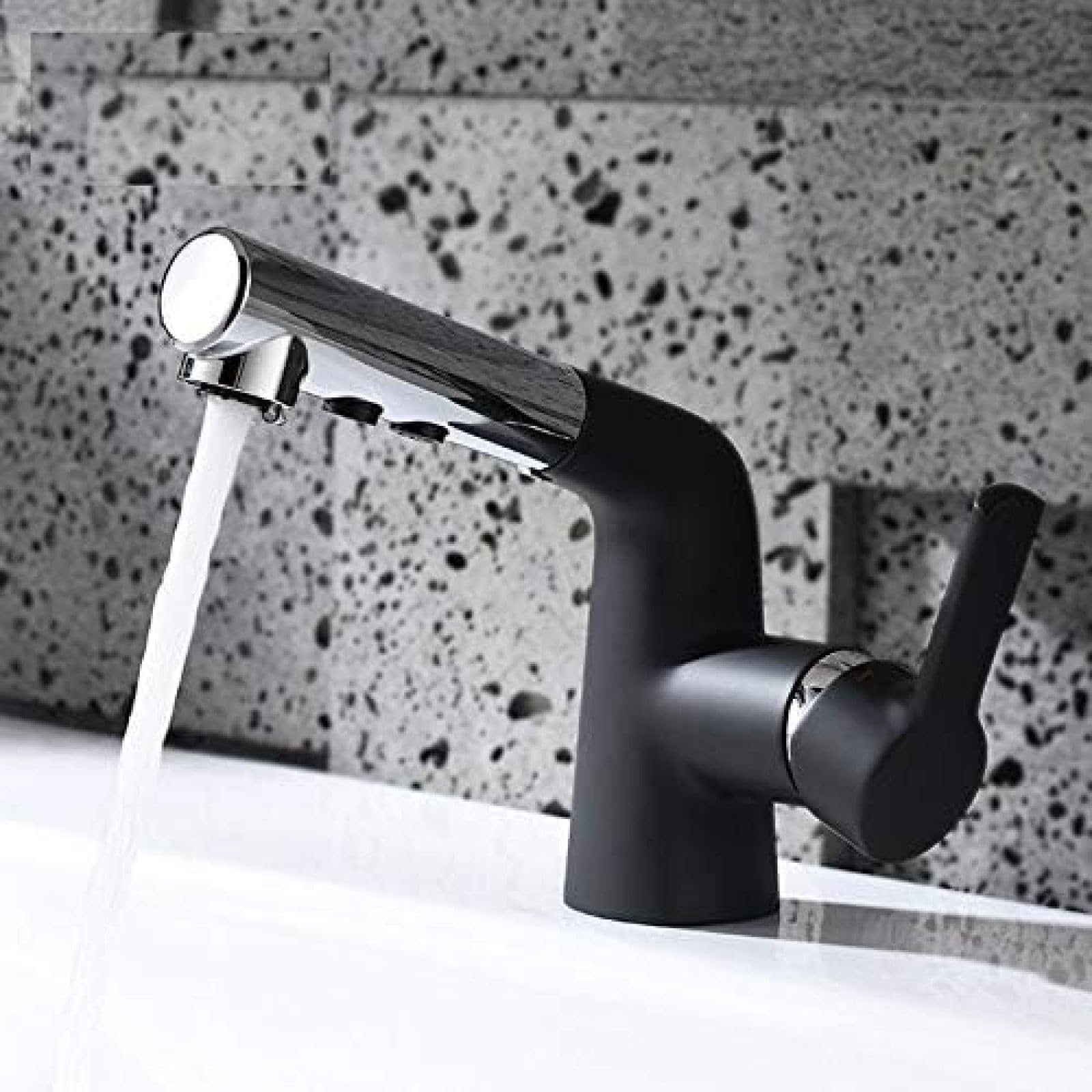 NANZU Kitchen & Bath Fixtures Taps Faucet,All Copper Black Basin Faucet Universal Rotating Pull Faucet with Spray Gun Wash Basin Hot and Cold Water Mixer