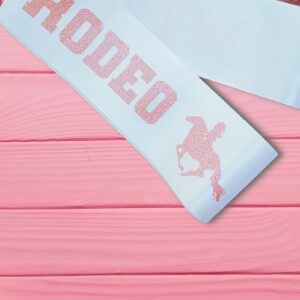 Decorit MY LAST RODEO Sash with White Pink Glitter, Let’s Go Girls Western Cowgirl, Bride to Be Accessory, Bridesmaid Gift, Bridal Shower Party Favor, Nashville Bride, Engagement, Wedding Party Favor