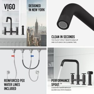 VIGO 10" W x 12" H x 11" D Cass Two-Handles Pull Out Kitchen Faucet in Matte Black - VG02051MB