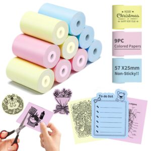 9 rolls thermal printer paper, colorful printer paper for mini sticker receipt printer portable bluetooth pocket printer, mini printer paper for most mini thermal printer, 3 color non-sticker paper