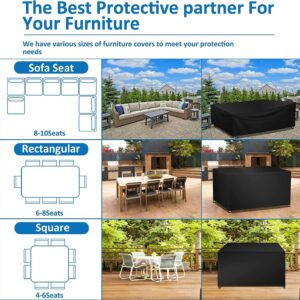 Wanocean Patio Furniture Covers,Rectangular Outdoor Furniture Cover Waterproof with Storage Bag,Outdoor Dining Table Chair Set Cover,Heavy Duty for Deck, Lawn and Backyard(137"L x 102"W x 35"H)