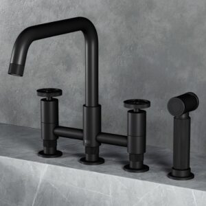 VIGO 10" W x 12" H x 11" D Cass Two-Handles Pull Out Kitchen Faucet in Matte Black - VG02051MB