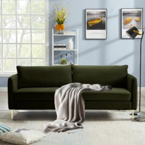 hdxdkog 85" velvet sofas couches for living room, modern sofas & couches with ergonomic design backrest and thickened cushion, 3-seat sofa, load capacity 800 lbs (green, loveseat sofa)