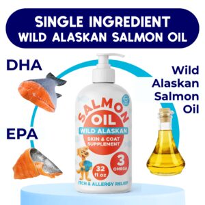 Omega 3 Treats + Salmon Oil for Dogs - Dry & Itchy Skin Relief + Allergy Support - Shiny Coats - EPA&DHA Fatty Acids - Natural Salmon Oil Chews Promotes Hip & Joint Support - Salmon Flavor