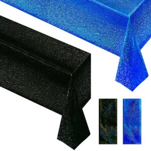 blue & black holographic tablecloth 40" x 108" hot pink party decoration valentine's day birthday party table decor iridescence plastic table cloth for baby shower halloween party supplies