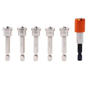 autotoolhome 6pcs drywall screw bit magnetic drywall screw setter ph2 bits with 2" quick change bit holder for plasterboard screws positioning bit batch head