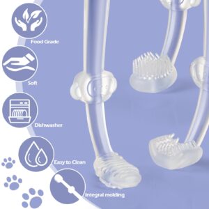 FOVRLZSE Pet Toothbrush Kit,360 Silicone Dog/Cat Toothbrush with Tongue Scrape（3pcs，Purple）