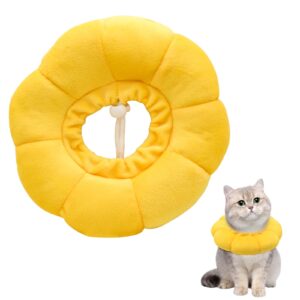 luckyopt sunflower cat recovery cone, adjustable pet elizabethan collar for cats &puppy, soft cone for cats after surgery to stop licking, cat neck pillow for sleeping, easy to clean (yellow, m)