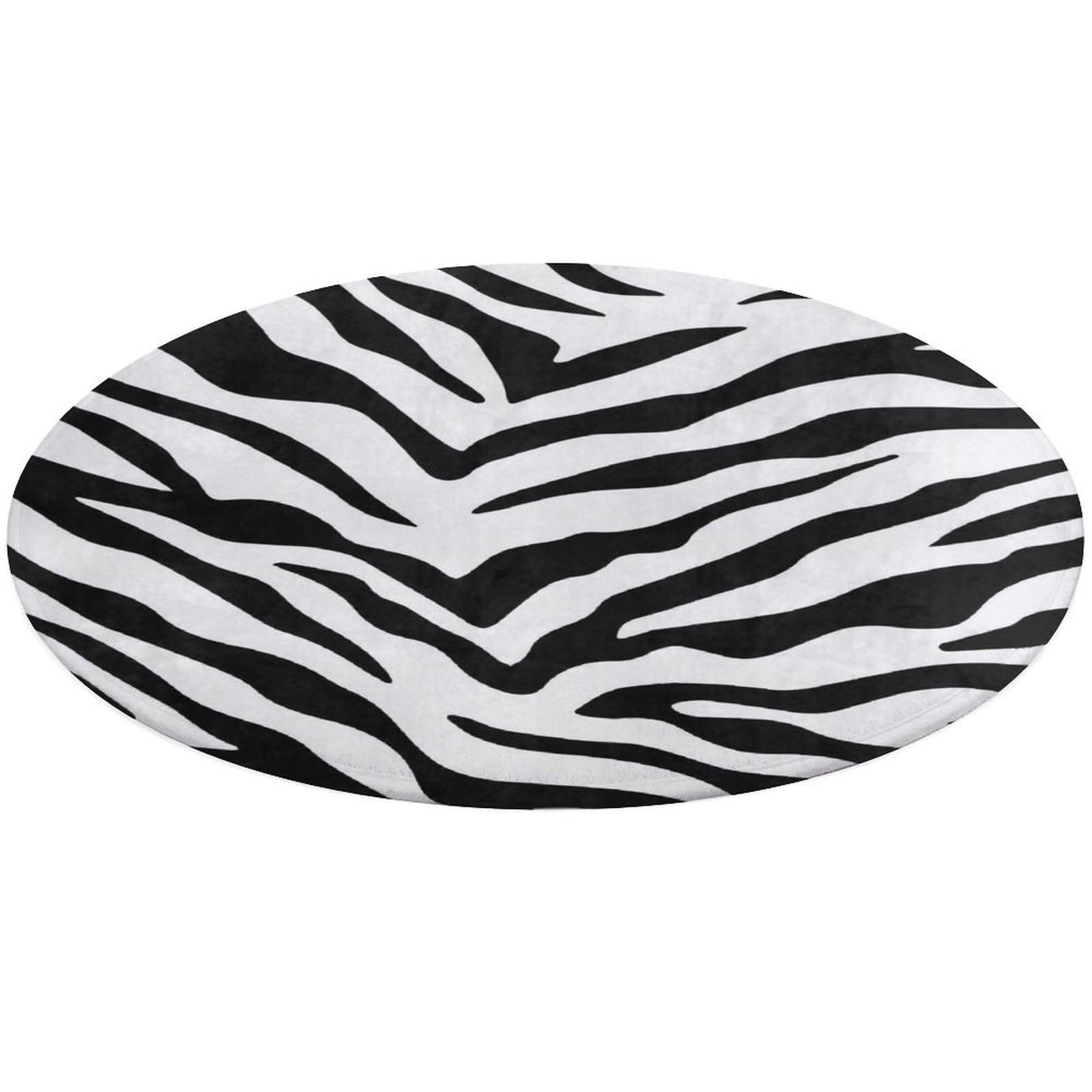 MoBlinko 3 Ft Round Rug Zebra Skin Washable Circular Rug Animal Print Non Slip Round Area Rug Carpet Absorbent Small Round Rug for Kitchen Living Room Bedroom Decoration