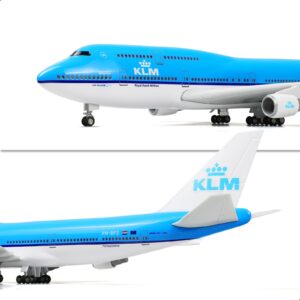 QIYUMOKE Boeing 747 NL-KLM 1/160 Large Scale Airplane Model -17 inches (Long) Die-cast Airplane Model for Adult -Model Plane 747 with Stand for Aviation Enthusiasts Gifts or Display Decorations