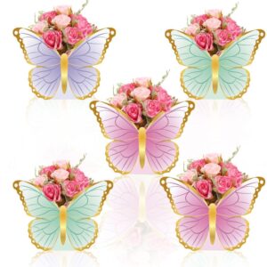 12 pcs butterfly centerpieces paper boxes for baby shower birthday tea party favors tables decor pink purple green table decorations for flower themed party supplies bridal wedding