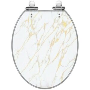 round toilet seat white marble stone texture decorative resin toilet seat with quietly close quick release hinges decorative toilet seat with cover easy to clean and install