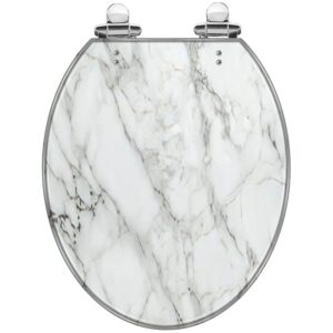 round toilet seat natural white marble texture creative stone resin toilet seat with quietly close quick release hinges decorative toilet seat with cover easy to clean and install