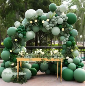 dark green and sage green balloon garland double stuffed dusty sage green balloons forest emerald green balloons green balloon arch kit for baby shower st. patrick's day jungle birthday party decor