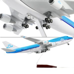 QIYUMOKE Boeing 747 NL-KLM 1/160 Large Scale Airplane Model -17 inches (Long) Die-cast Airplane Model for Adult -Model Plane 747 with Stand for Aviation Enthusiasts Gifts or Display Decorations