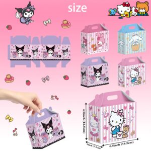 Educatgame Kawaii Party Favor Boxes with Handles - Set of 16, Anime Birthday Party Decorations Supplies, Cute Treat Boxes/Candy Boxes/Goodie Boxes/Gift Boxes, Perfect for Kids Birthday Party