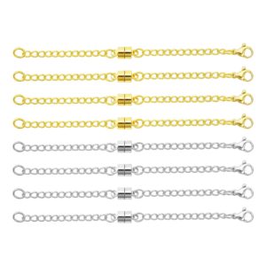 qulltk magnetic necklace extender silver and 14k gold adjustable chain extenders for necklaces,magnetic necklace clasps and closures with extender chains