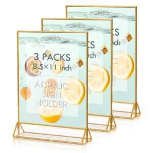 acrylic sign holder 8.5x11 gold frames clear sign holder, gold picture frame double sided flyer holder, table menu holder display stand for wedding signs table numbers