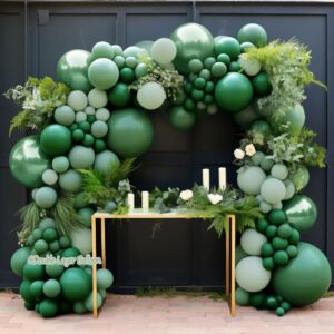 Dark Green and Sage Green Balloon Garland Double Stuffed Dusty Sage Green Balloons Forest Emerald Green Balloons Green Balloon Arch Kit for Baby Shower St. Patrick's Day Jungle Birthday Party Decor