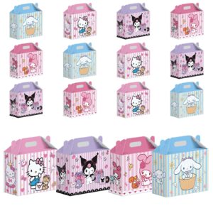 educatgame kawaii party favor boxes with handles - set of 16, anime birthday party decorations supplies, cute treat boxes/candy boxes/goodie boxes/gift boxes, perfect for kids birthday party