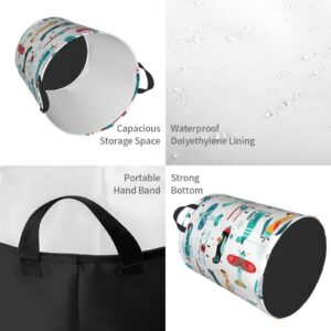 Cartoon Airplanes Laundry Basket Waterproof Collapsible Laundry Hamper with Durable Handle Round Storage Basket Dirty Clothes Organizer for Bedroom Bathroom College Dorm