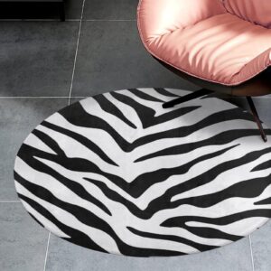 MoBlinko 3 Ft Round Rug Zebra Skin Washable Circular Rug Animal Print Non Slip Round Area Rug Carpet Absorbent Small Round Rug for Kitchen Living Room Bedroom Decoration