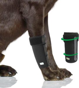 dog leg brace, pair of dog front leg compression brace canine leg wrap with metal strips & safety reflective straps, protects wounds brace heals and prevents injuries and sprains