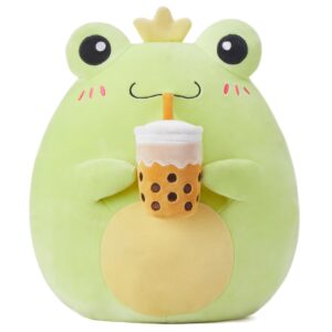 playnics large frog plush pillow stuffed animal toy,big size cute soft toys 13" fat kawaii hugging pillows cuddle huggable plushie,gift for kids