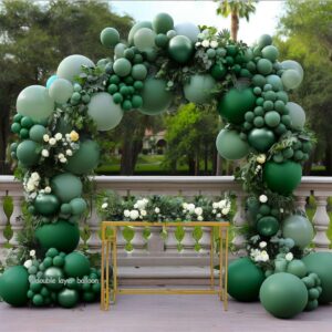 Dark Green and Sage Green Balloon Garland Double Stuffed Dusty Sage Green Balloons Forest Emerald Green Balloons Green Balloon Arch Kit for Baby Shower St. Patrick's Day Jungle Birthday Party Decor