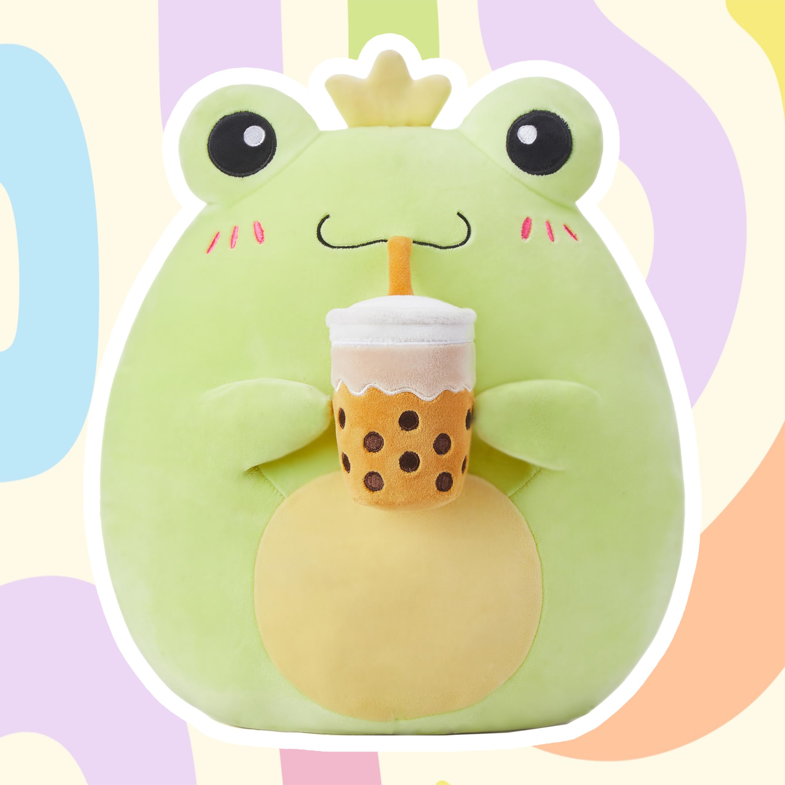 PLAYNICS Large Frog Plush Pillow Stuffed Animal Toy,Big Size Cute Soft Toys 13" Fat Kawaii Hugging Pillows Cuddle Huggable Plushie,Gift for Kids