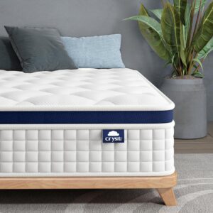 crystli twin size mattress, 12 inch memory foam mattress bed in a box, innerspring hybrid twin size mattress for pressure relief, medium firm, certipur-us certified