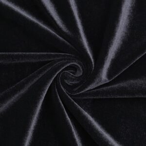 stretch velvet fabric by the yard soft for sewing clothes, apparel, costume, upholstery, crafting projects(black,1 yard)