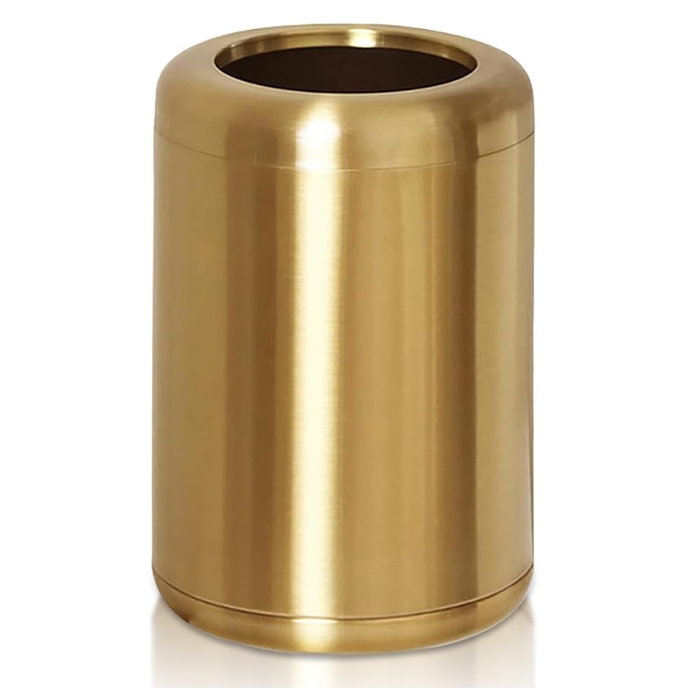 YOJIA 10L/2.6Gallon Small Gold Bathroom Trash Can,Brushed Gold Bathroom Garbage Can，Brass Trash Can for Bathroom,Vanity Bedroom,Hotel,Dressing Room，Rv, Store (135 Gold)