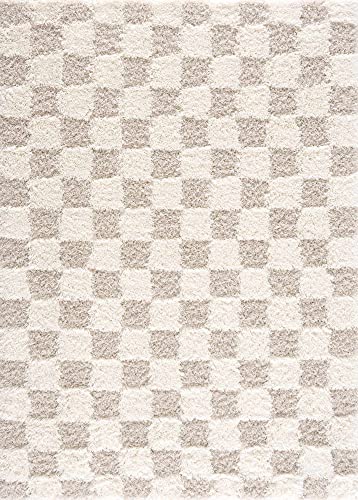 Hauteloom Etiler Living Room, Bedroom Area Rug - Contemporary - Plush Pile - Cream,Light Beige - 4' x 6'