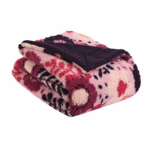 Life Comfort Ultimate Sherpa Fleece Children's Pink and Purple Floral Fleece Blanket