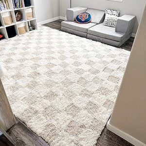 Hauteloom Etiler Living Room, Bedroom Area Rug - Contemporary - Plush Pile - Cream,Light Beige - 4' x 6'