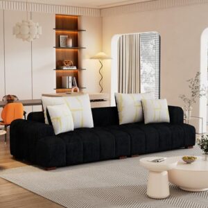 104" 4 seaters cloud modular corduroy upholstery sectional sofa couch,modern living room upholstered furniture deep seat sofa & couch with 4pcs pillows and rubber wood legs for home office apartment