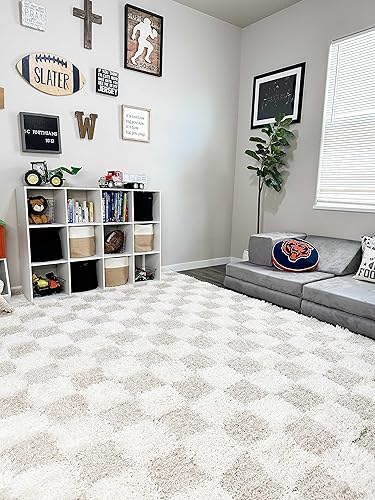 Hauteloom Etiler Living Room, Bedroom Area Rug - Contemporary - Plush Pile - Cream,Light Beige - 4' x 6'