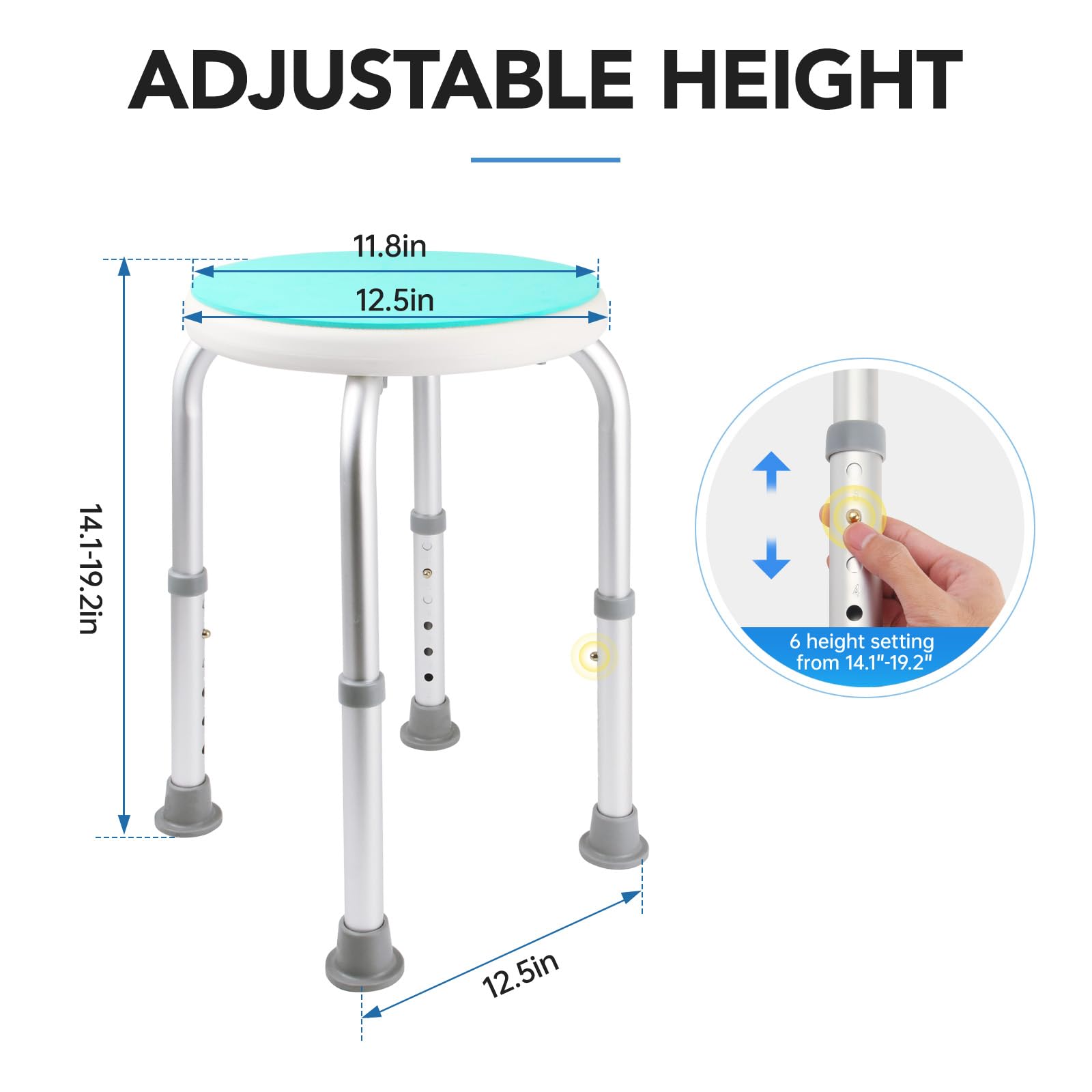 Shower Stool for Inside Shower,Adjustable Shower Chair for Inside Tub with Anti Slip Bath Seat, Small Shower Chair for Elderly and Disabled, Adjustable Bath Stool Shower Seats for Adults 350 lbs