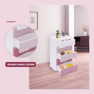 Plastic Drawer 5-layer Closet Storage Baby Clothes Organizer Plastic Dresser with Drawers Pink Dresser Clothes Drawer Small Kids Dressers for Bedroom Clothes Playroom Furniture Toys