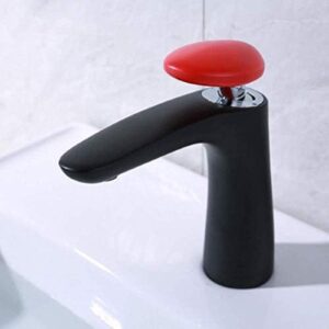 kitchen taps modern black bathroom basin faucet with red round handle faucet bathroom for bathtub cold water and hot water mixer taps