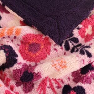 Life Comfort Ultimate Sherpa Fleece Children's Pink and Purple Floral Fleece Blanket