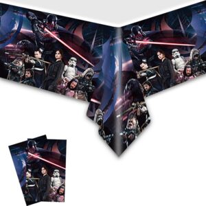 omto 2pcs star wars tablecloth disposable tablecover birthday party supplies and decorations for kid boy baby shower rectangle tables 70"x42",2 pack