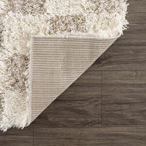 Hauteloom Etiler Living Room, Bedroom Area Rug - Contemporary - Plush Pile - Cream,Light Beige - 4' x 6'