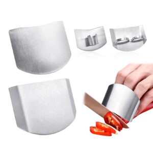 medsuo 2pcs stainless steel finger guards for cutting, kitchen finger hand protector for meat cutting vegetable fruit slicing (2 styles)