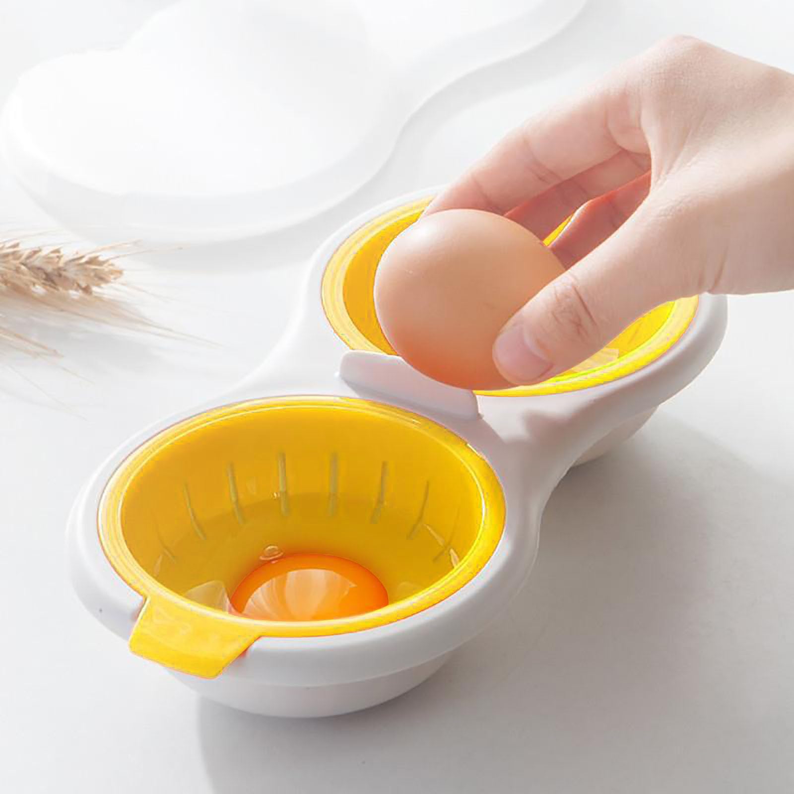 Microwave Egg Poacher 2 Eggs, Double Layer Egg Boiler for Microwave 2 Cavity Eggs Poacher Steamer Boiled Egg Cup Mold Microwave Boiled Eggs Maker for Egg Boiler Hamburg Sandwiches