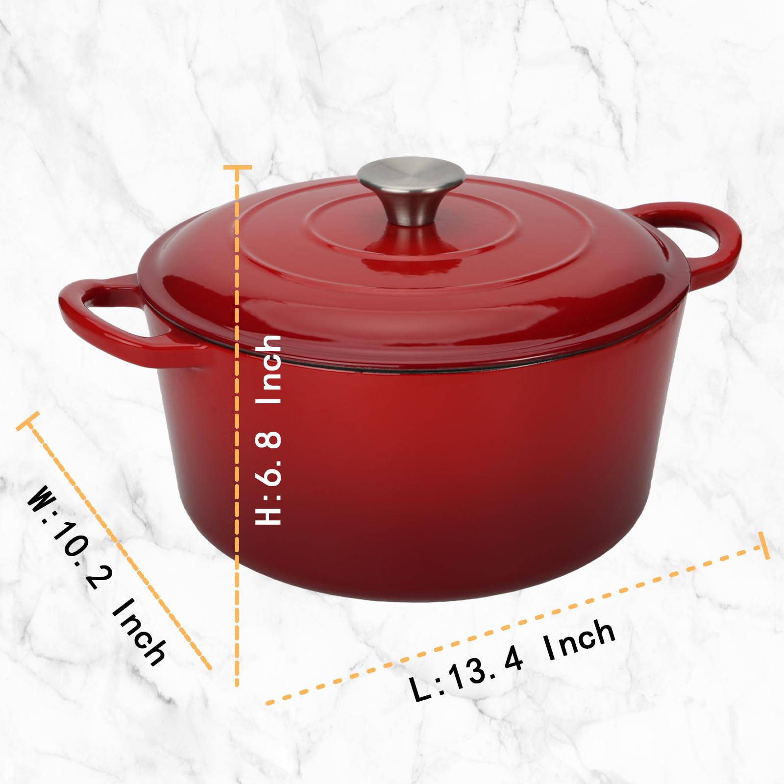 GreatChef Enameled Cast Iron Dutch Oven Casserole with Lid, 5.5 Quart, Oven Safe up to 500°F - Heavy-Duty, Versatile Cookware for Marinating, Cooking, Baking, Refrigerating, and Serving