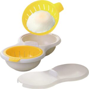 microwave egg poacher 2 eggs, double layer egg boiler for microwave 2 cavity eggs poacher steamer boiled egg cup mold microwave boiled eggs maker for egg boiler hamburg sandwiches