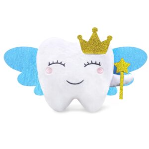 galsor tooth fairy pillow with wings tooth fairy plush doll with pocket tooth souvenir for kids boy girl, 6 x 10.8 inches