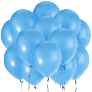 amor present 110pcs light blue balloons, 12 inch party latex balloons with ribbon helium balloons for birthday baby shower graduation wedding party decorations